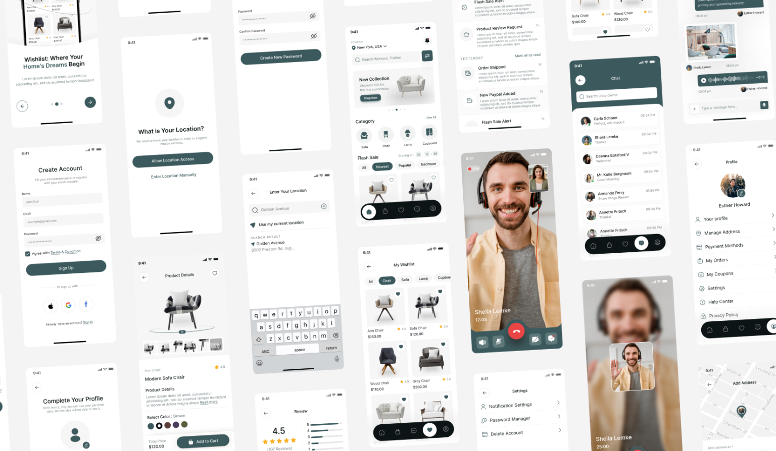 Furniture App UI Kit [ 50+ Screens ] Figma » Insight Lancer