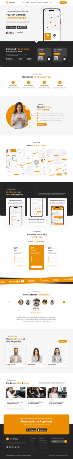 Taxi Booking App Landing Page UI Design [Figma] » Insight Lancer