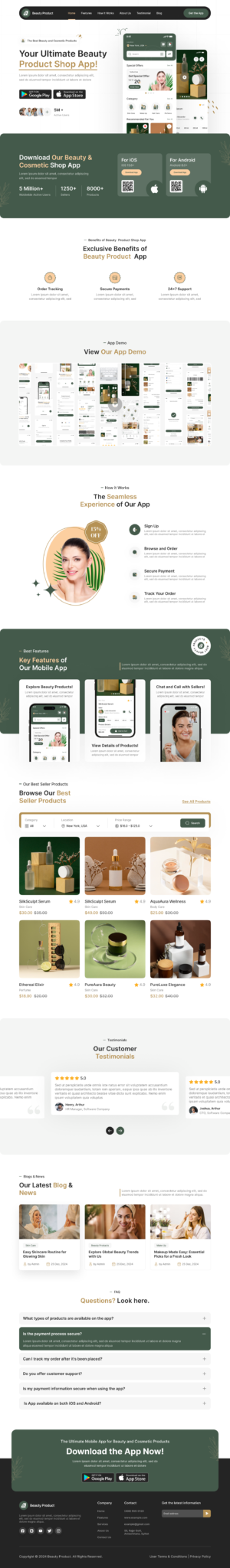 Beauty And Cosmetic Products Mobile App Landing Page UI Design [ Figma ...