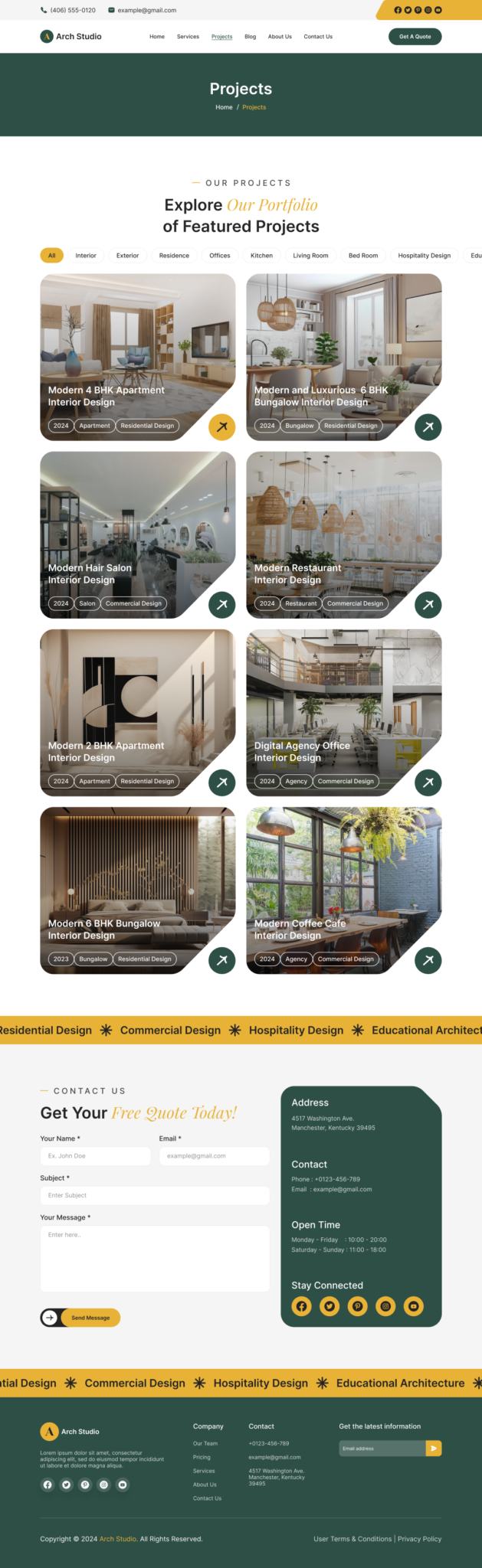 Architecture and Interior Design Website UI UX Figma design [15+ Pages ...