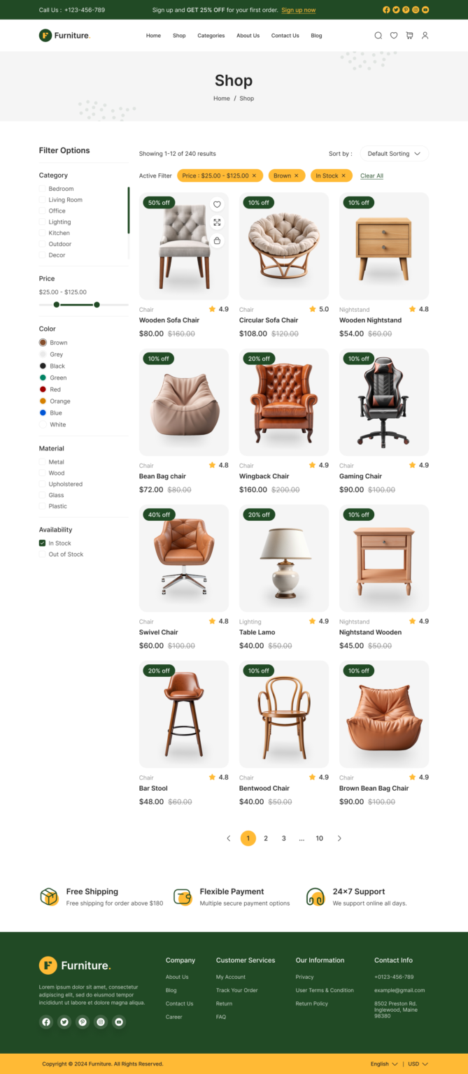 Furniture Store Website Figma UI UX Design Template Design [30+ Pages ...