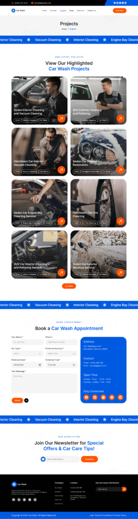Car Wash Service Website Figma UI UX Design Template Design [12+ Pages ...
