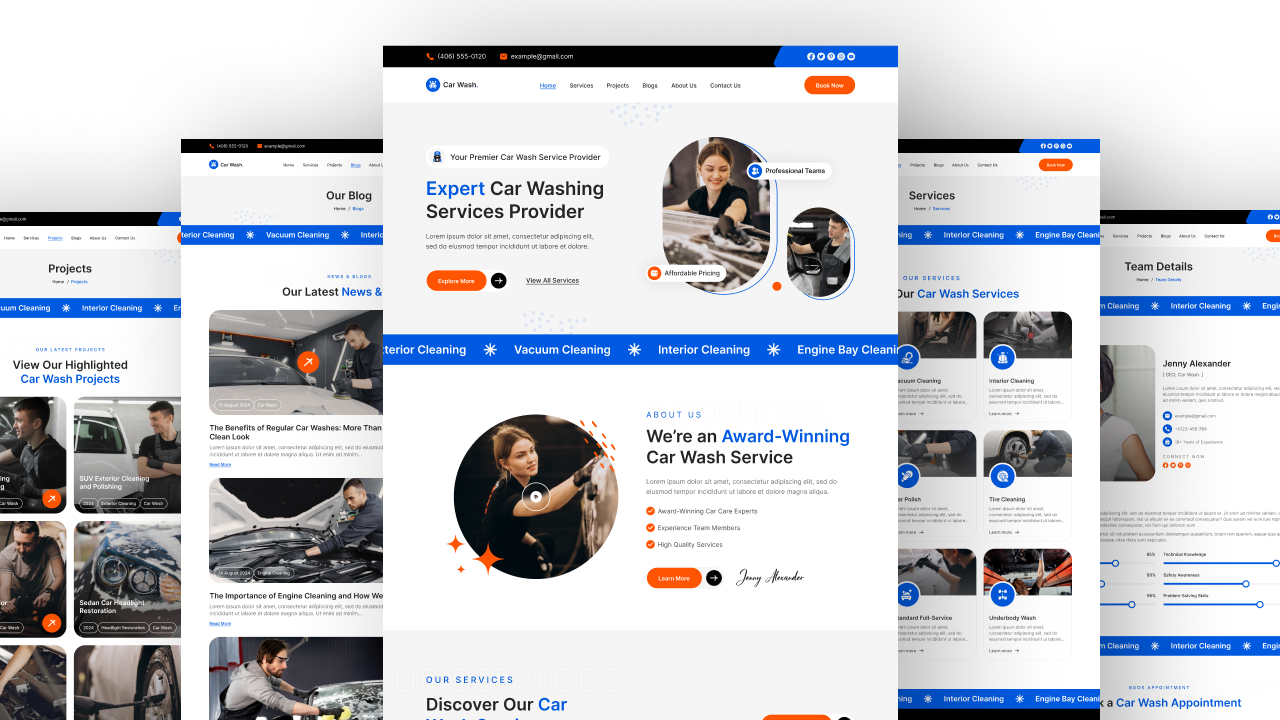 Car Wash Service Website Figma UI UX Design Template Design [12+ Pages] » Insight Lancer