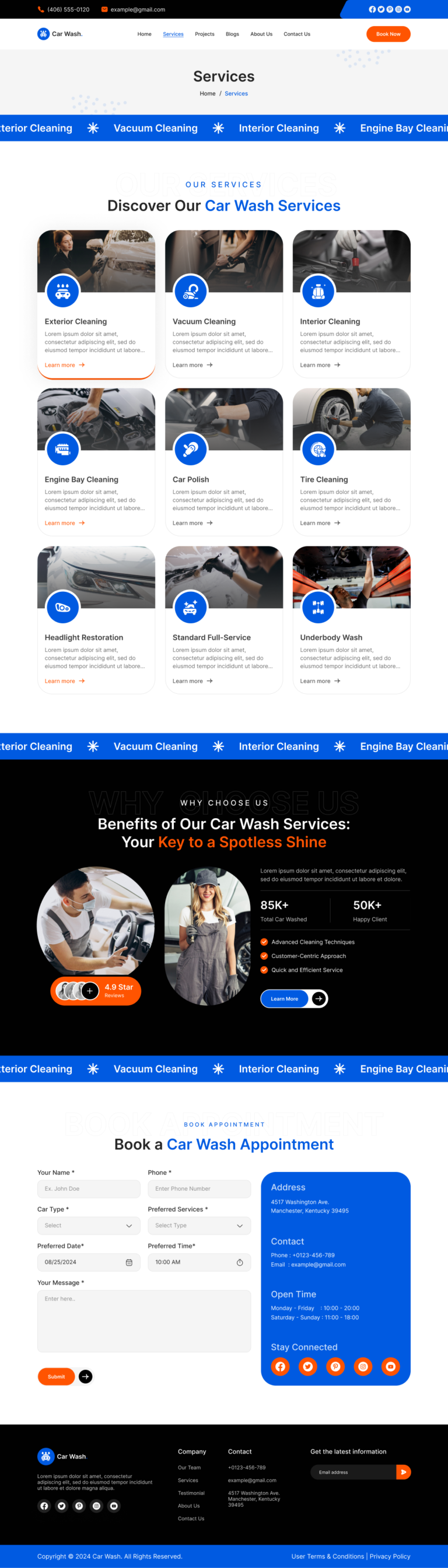 Car Wash Service Website Figma UI UX Design Template Design [12+ Pages ...