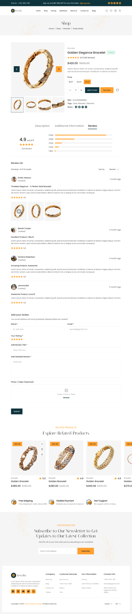 Jewellery Ecommerce Website Figma UI UX Template Design [31+ Pages ...