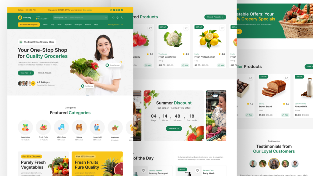 Ecommerce Grocery Stores Website Figma UI UX Template Design [30+ Pages] » Insight Lancer