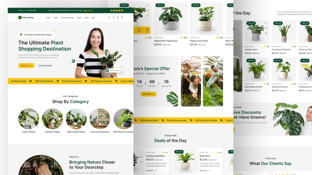 Plant Ecommerce Website Figma UI UX Template Design [30+ Pages ...