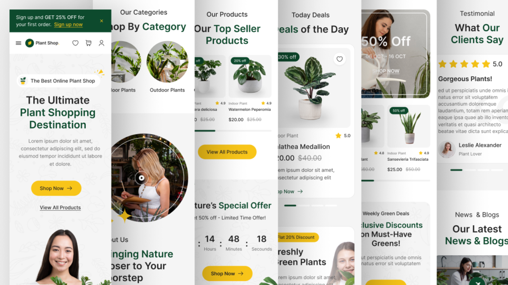 Plant Ecommerce Website Figma UI UX Template Design [30+ Pages ...