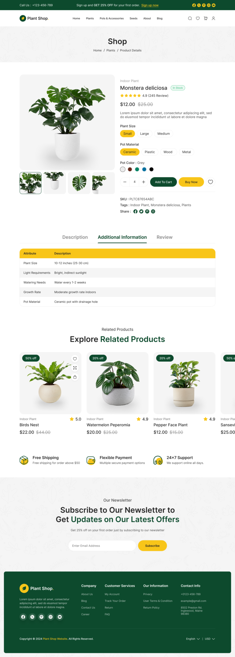 Plant Ecommerce Website Figma UI UX Template Design [30+ Pages ...