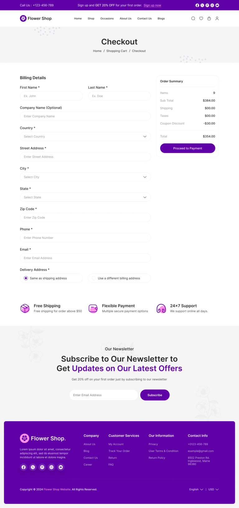 Flower Ecommerce Website Figma Ui Ux Design [30+ Pages] » Insight Lancer